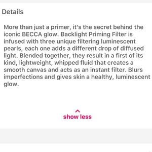 BECCA | Makeup | Bundle Item Becca Backlight Priming Filter | Poshmark